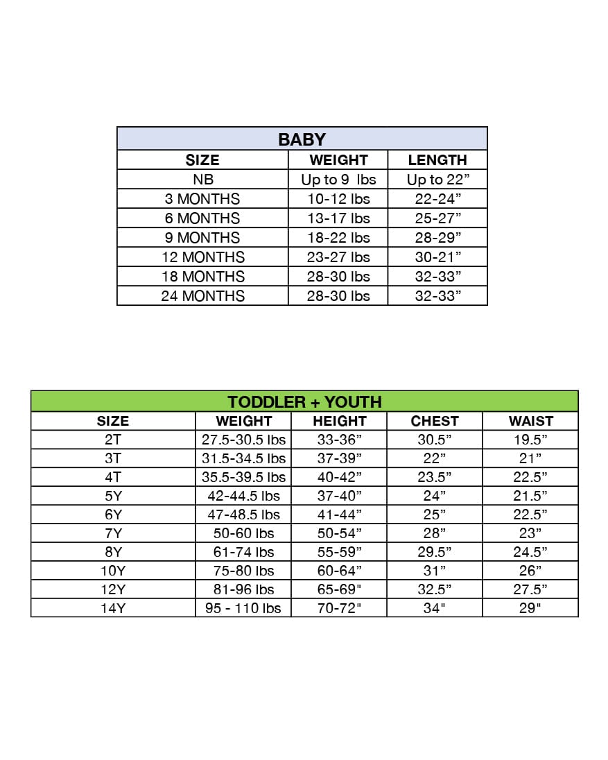 SIZE CHART – Miki Miette, LLC